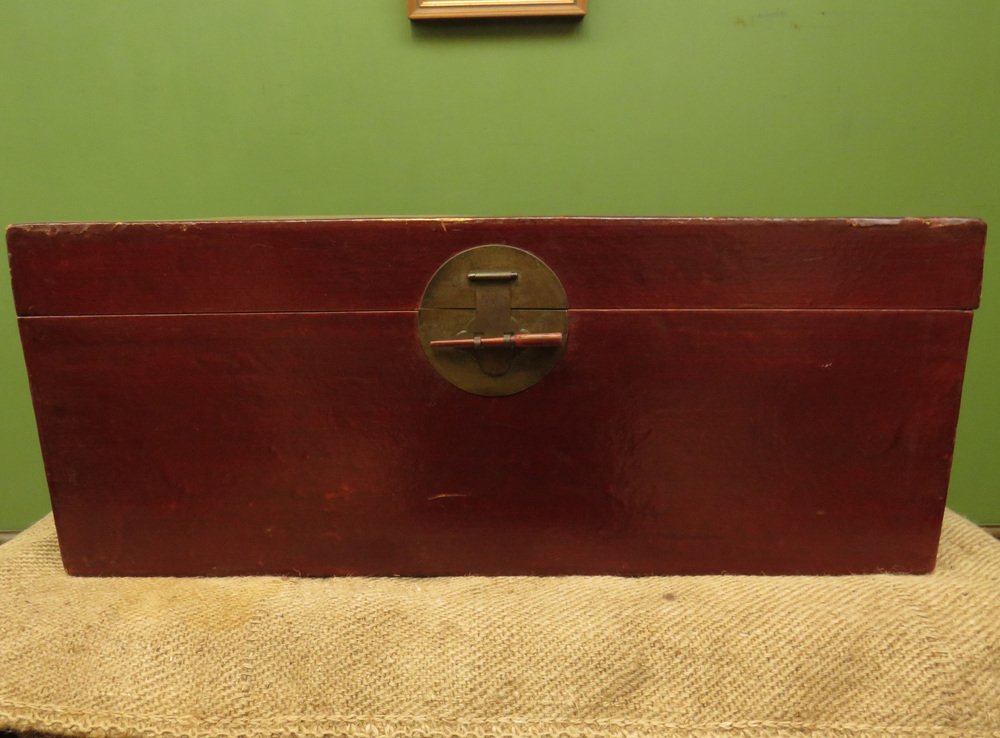 Vintage Red Storage Box with Brass Catch, 1920s for sale at Pamono