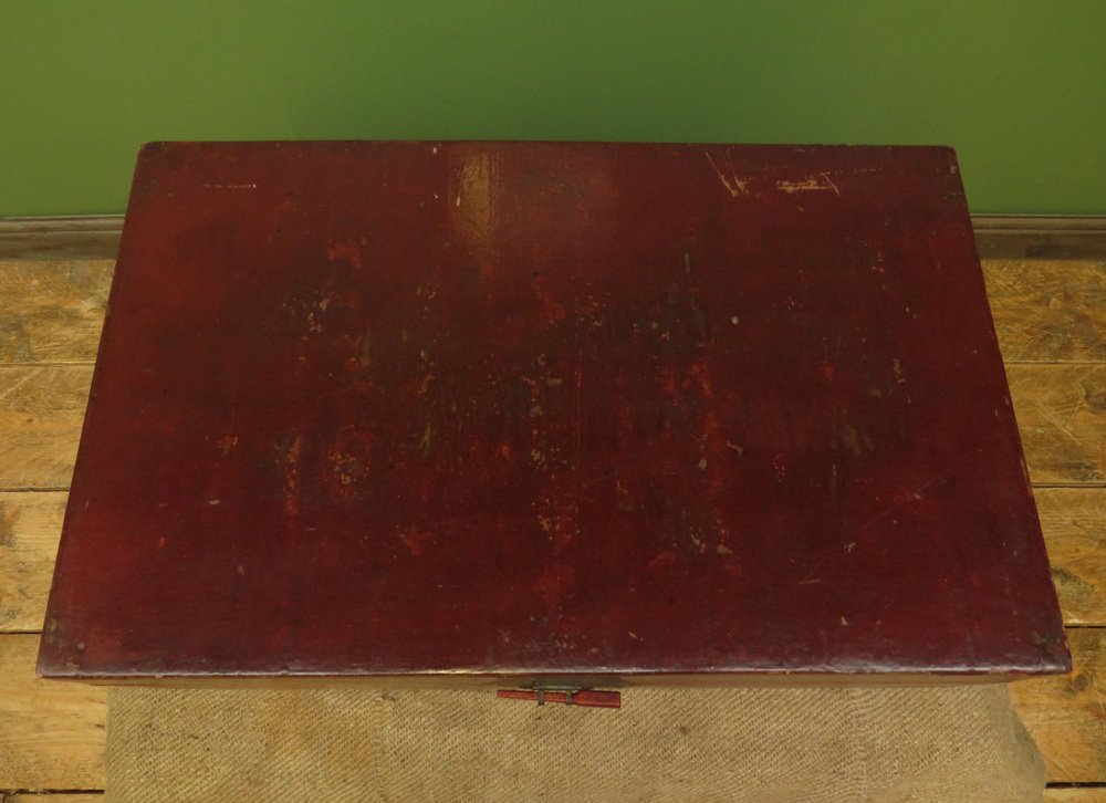 Vintage Red Storage Box with Brass Catch, 1920s for sale at Pamono