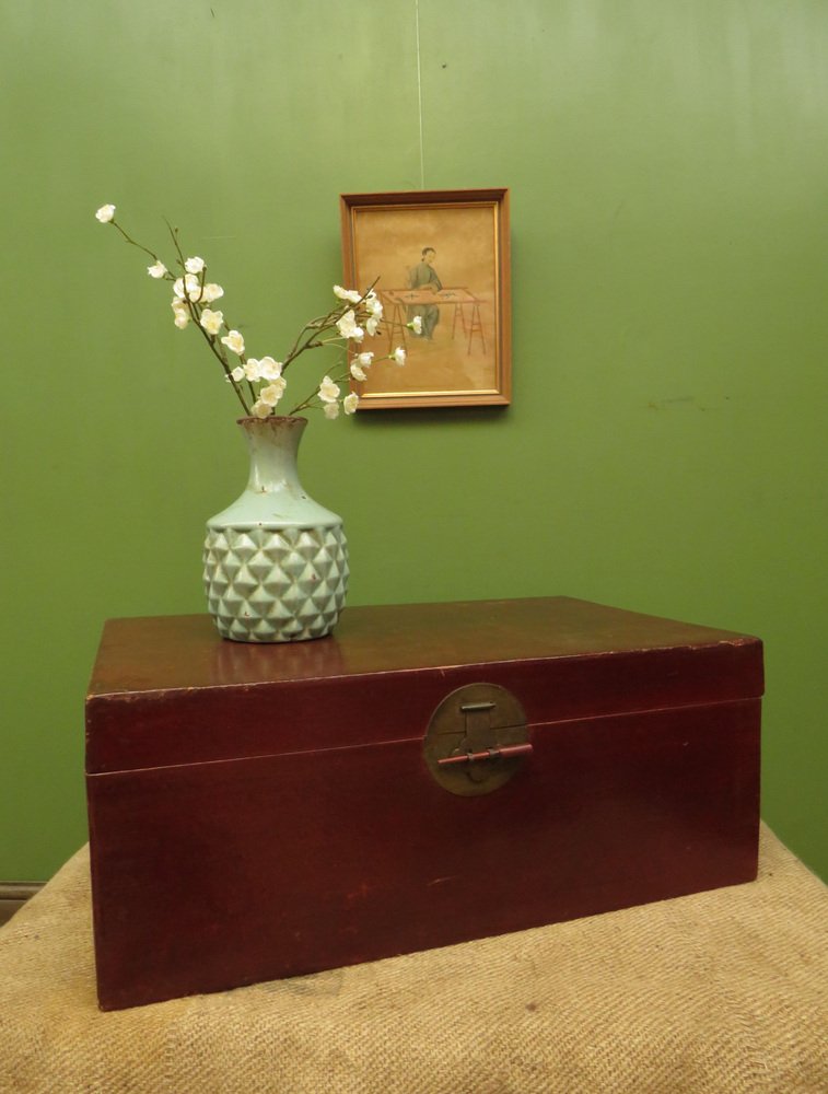 Vintage Red Storage Box with Brass Catch, 1920s for sale at Pamono