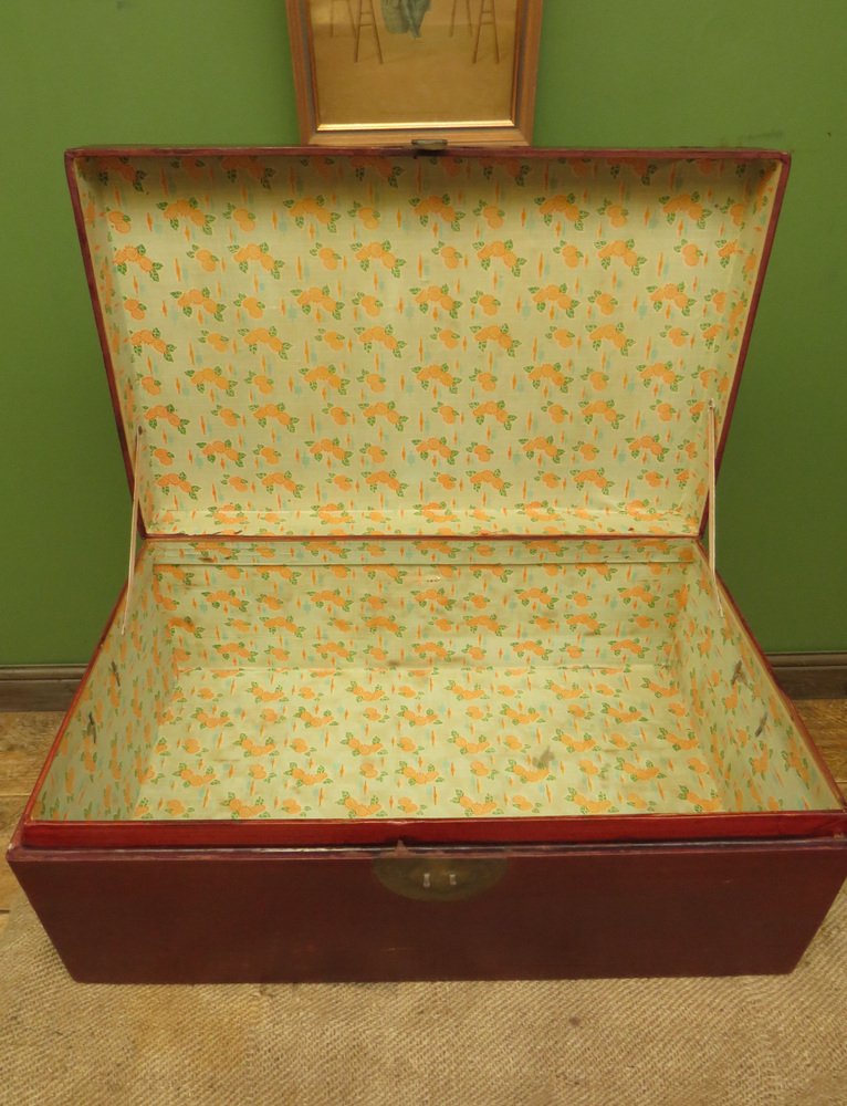 Vintage Red Storage Box with Brass Catch, 1920s for sale at Pamono