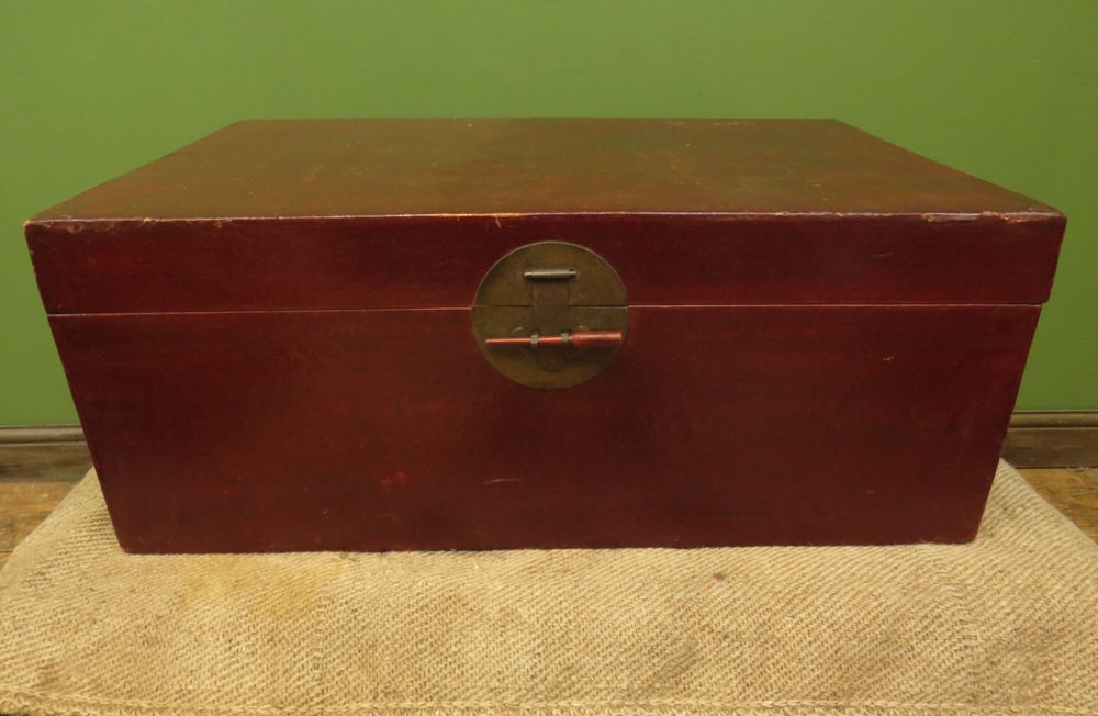Vintage Red Storage Box with Brass Catch, 1920s for sale at Pamono