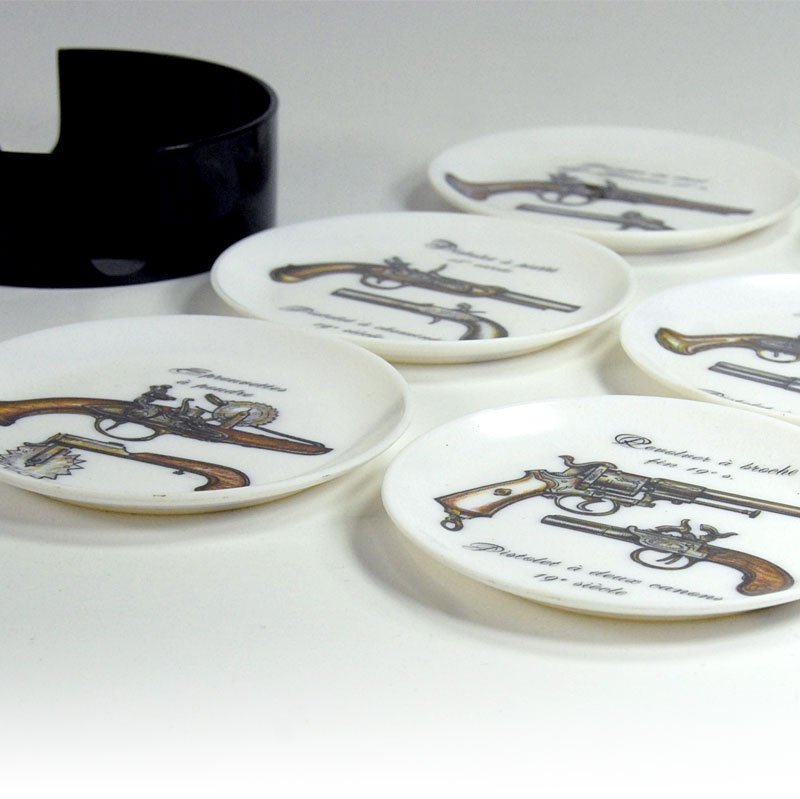 French Melamine Coasters from Coraline, 1960s, Set of 7 for sale at Pamono