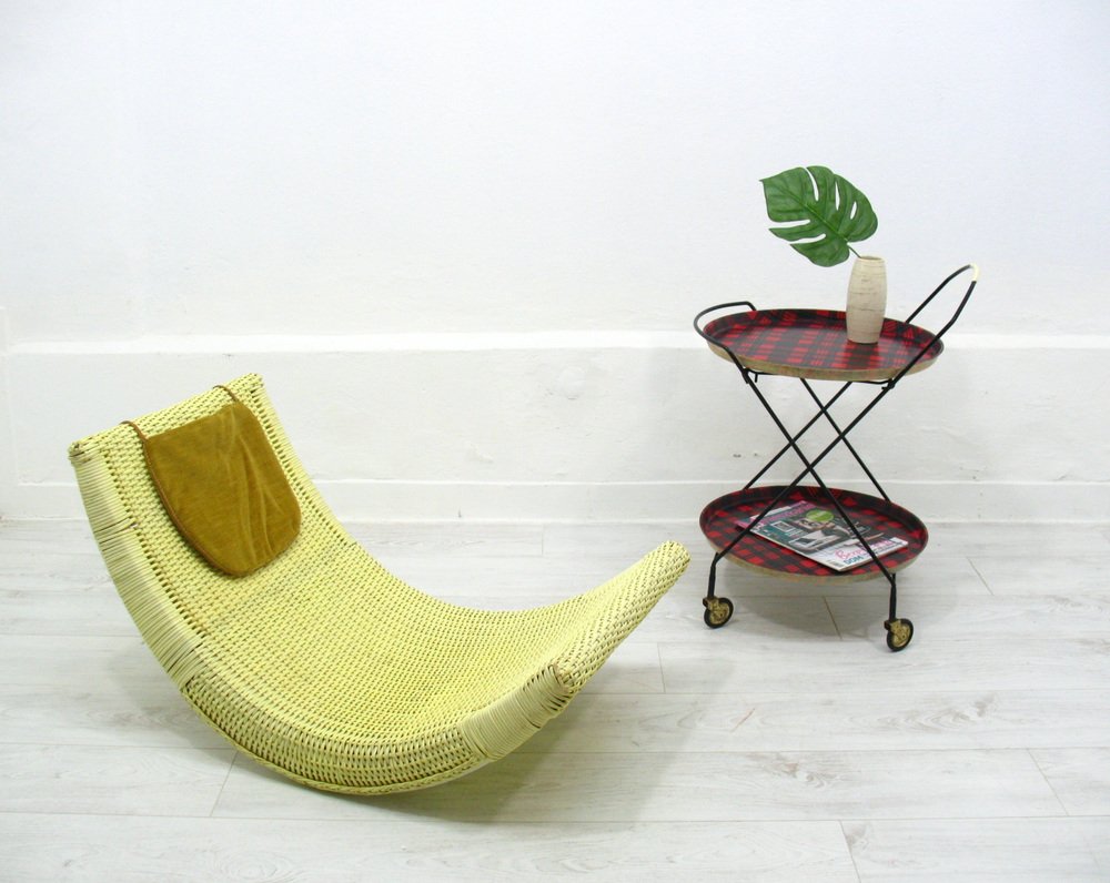 Vintage Rattan Rocking Chair, 1980s for sale at Pamono