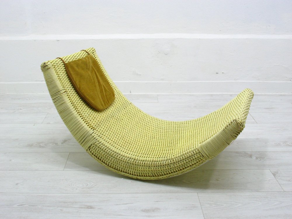 Vintage Rattan Rocking Chair, 1980s for sale at Pamono