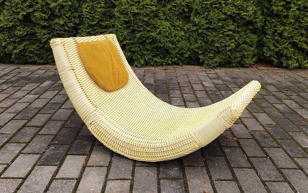 Vintage Rattan Rocking Chair, 1980s for sale at Pamono