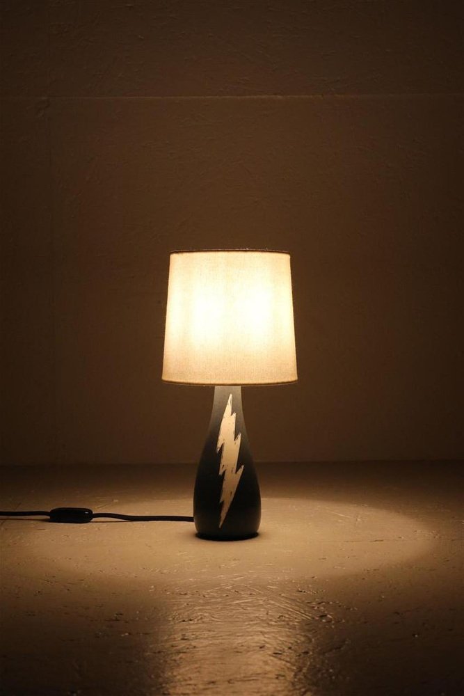 Danish Lightning Bolt Table Lamp in Ceramic, 1960s for sale at Pamono