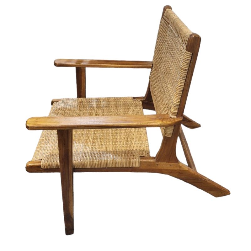 Vintage Spanish Low Teak and Rattan Lounge Chairs, Set of 2 for sale at ...