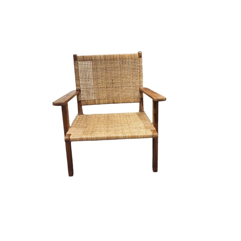 Vintage Spanish Low Teak and Rattan Lounge Chairs, Set of 2 for sale at ...