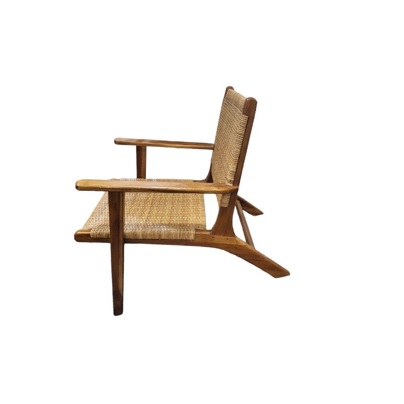 Vintage Spanish Low Teak and Rattan Lounge Chairs, Set of 2 for sale at ...