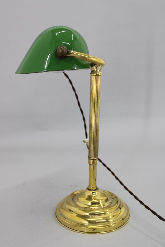 Art Deco Brass Banker Table Lamp Former Czechoslovakia 1930s For Sale At Pamono