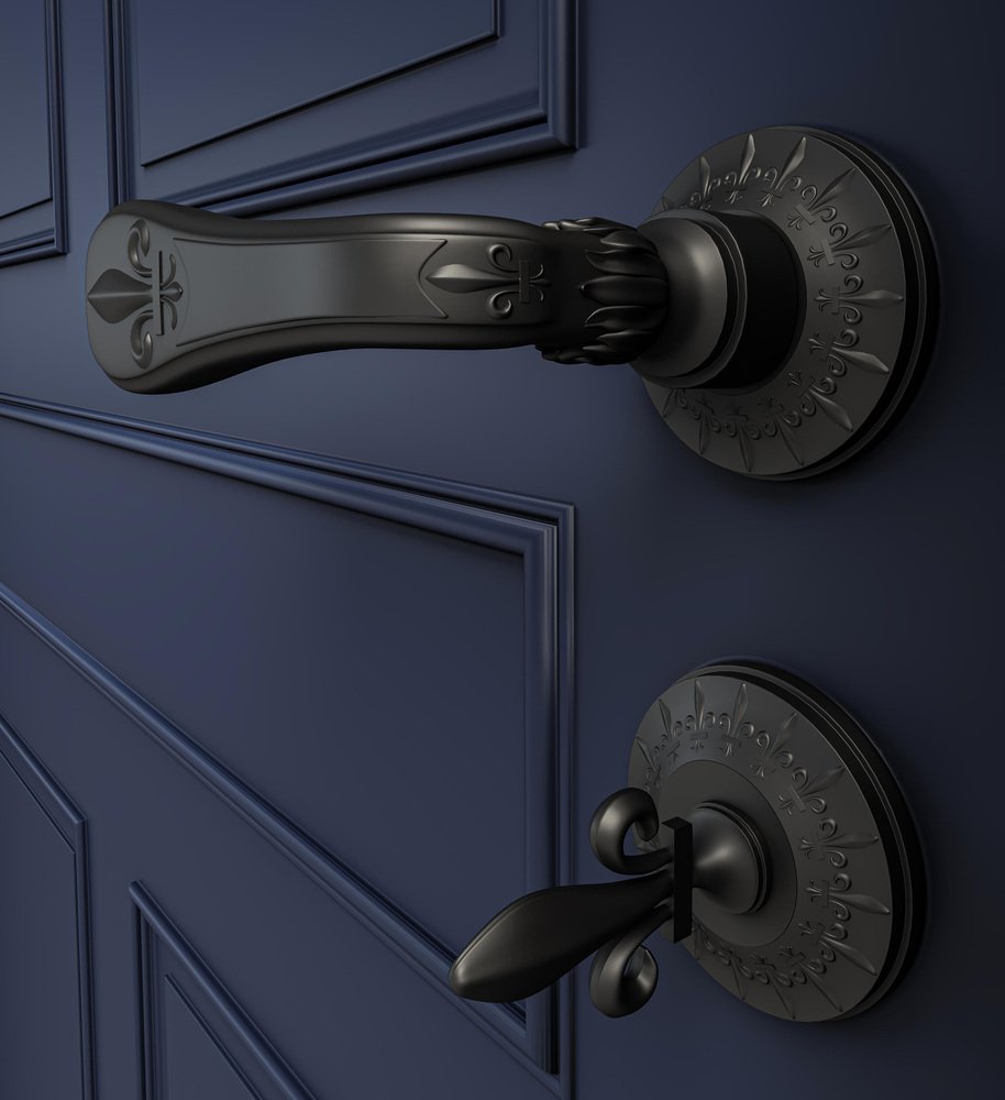 Versailles Matte Noir Door Handles with Condemnation by Jérôme Bugara ...