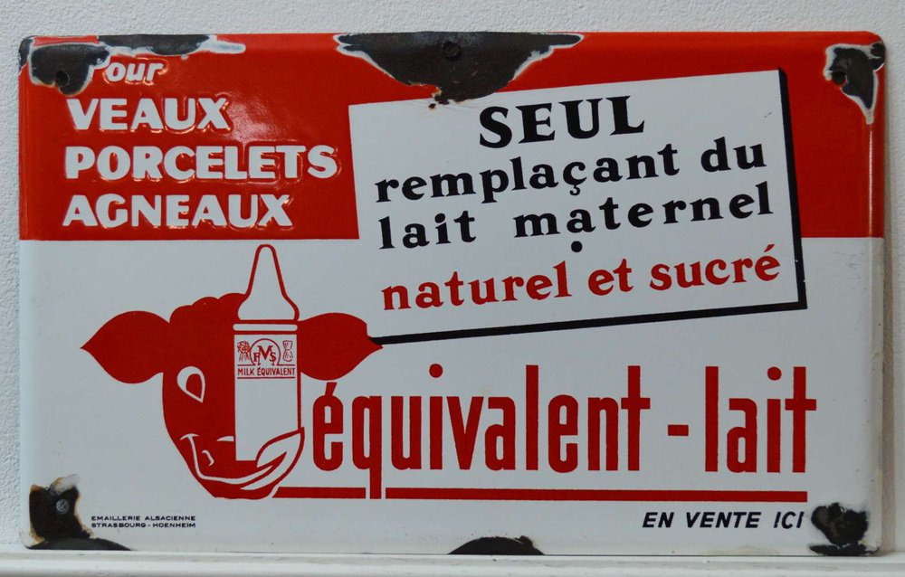 Enamelled Milk Equivalent Plaque, 1950s for sale at Pamono