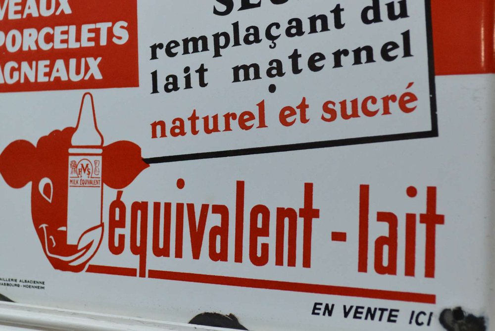 Enamelled Milk Equivalent Plaque, 1950s for sale at Pamono