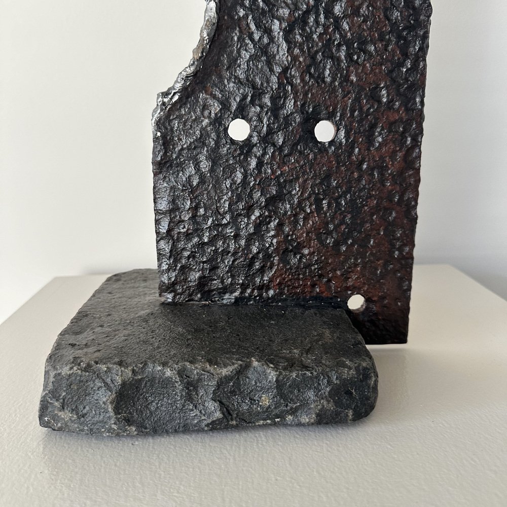 Brutalist Iron & Stone Sculpture for sale at Pamono