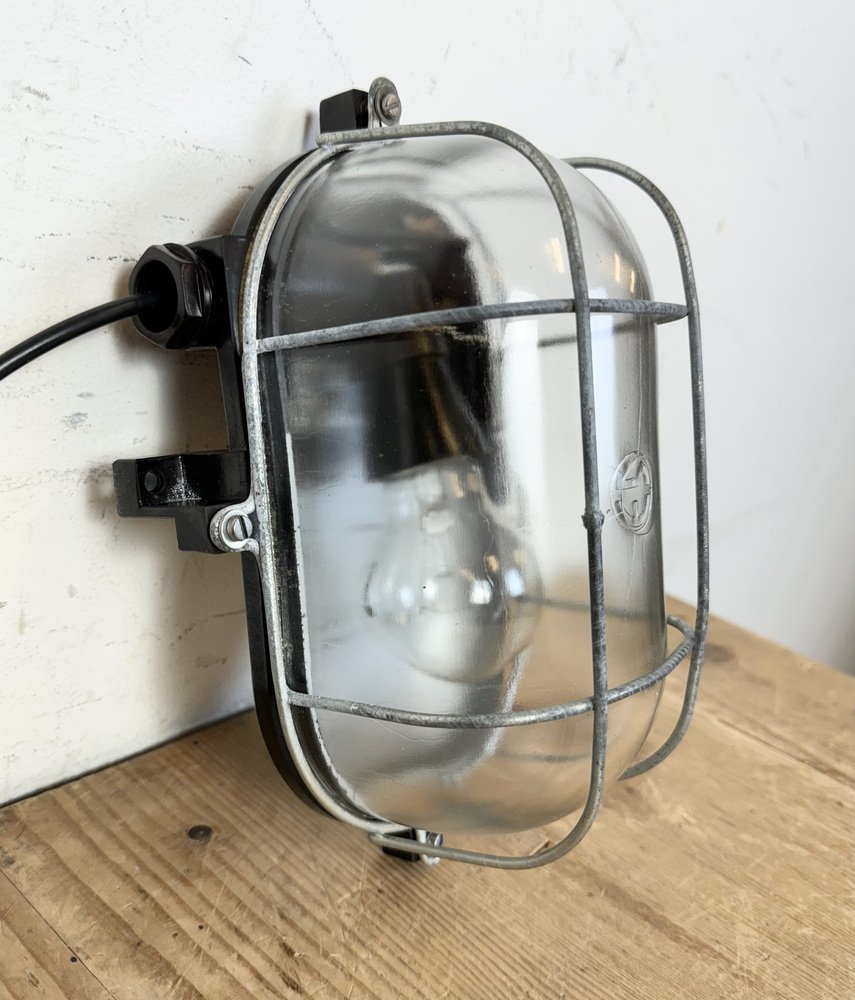 Industrial Brown Bakelite Wall Light with Clear Glass, 1960s for sale ...