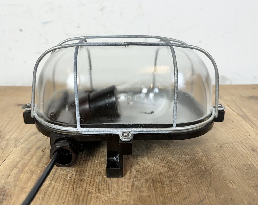 Industrial Brown Bakelite Wall Light with Clear Glass, 1960s for sale ...
