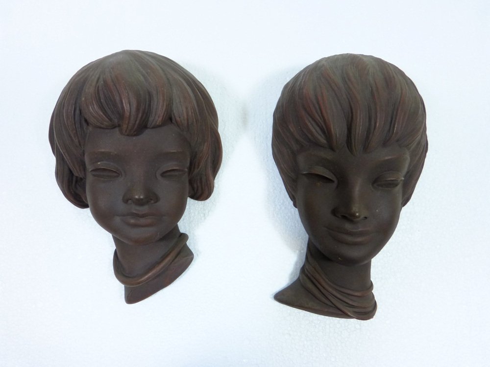 Achatit Wall Masks by Hans Schirmer from Achatit-Werkstätten, Germany ...