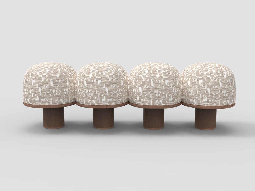 Hygge Bank aus Douce Folie Grége Stoff & Räuchereiche von Saccal Design ...