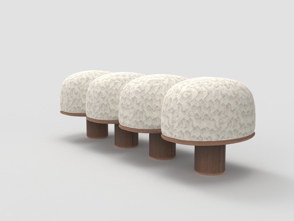Hygge Bench in Brink Graphite Ivory Fabric and Smoked Oak by Saccal ...