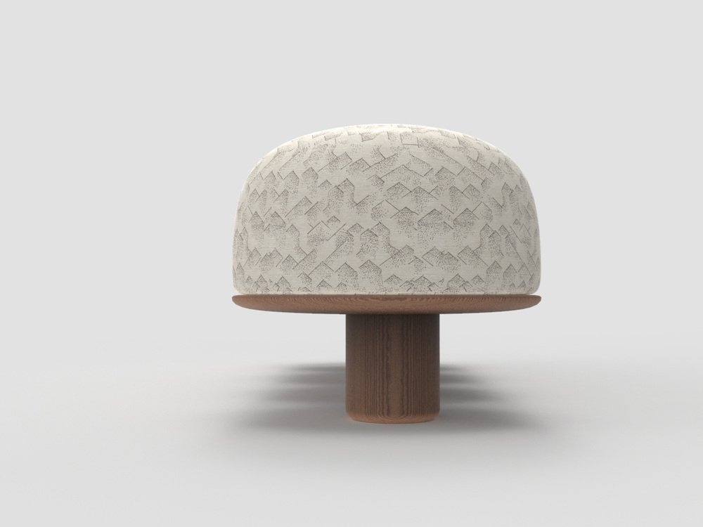 Hygge Bench in Brink Graphite Ivory Fabric and Smoked Oak by Saccal ...