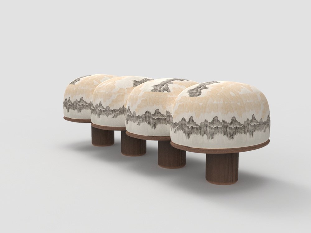 Hygge Bench in Cascadia Basalt Fabric and Smoked Oak by Saccal Design ...