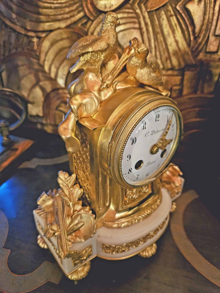 Marble and Golden Bronze Pendulum Clock by Constantin Detouche for sale ...