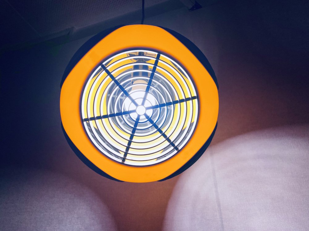 Vintage Ufo Ceiling Lamp in Yellow Plastic and the Black Grids from Massive Lighting, 1970s for ...