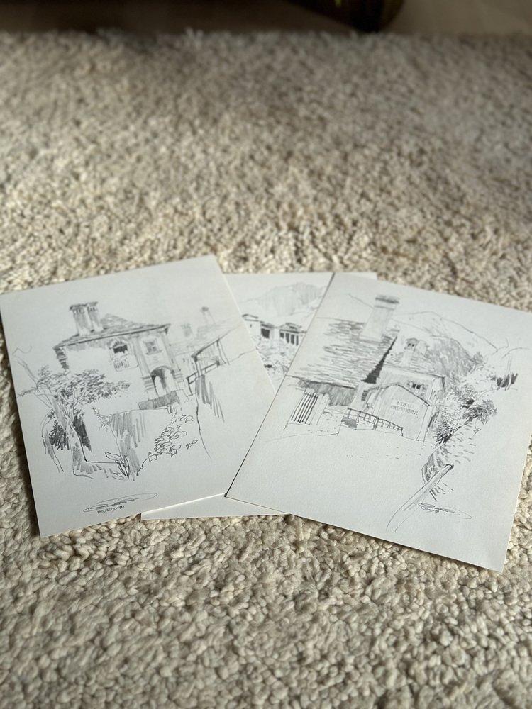 Jan Kristofori, Swiss Motives/Tessin Houses, Original Pencil Sketches ...