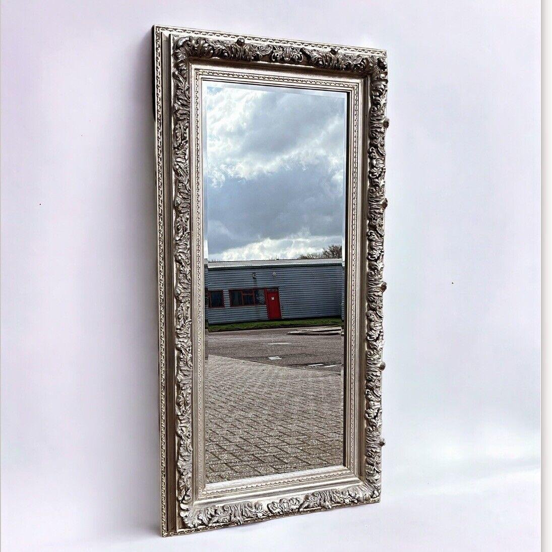 Large Dressing Mirror with Silver Frame for sale at Pamono