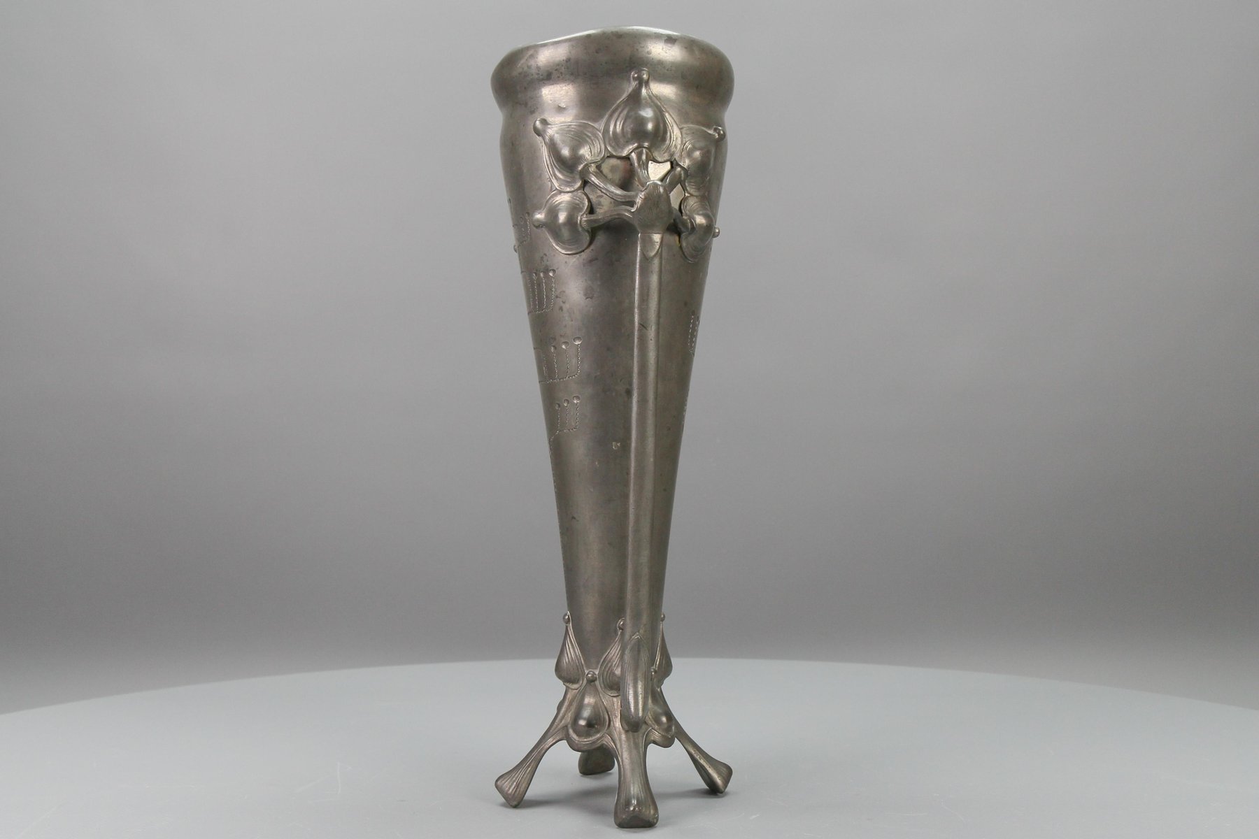 Art Nouveau Pewter Vase with Plant Motifs, Early 20th Century for sale ...