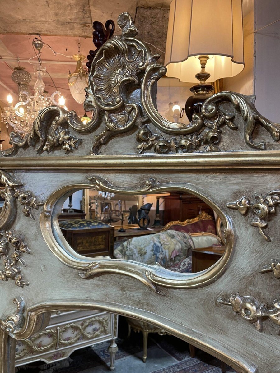 Large Section Carved Distressed Mirror for sale at Pamono
