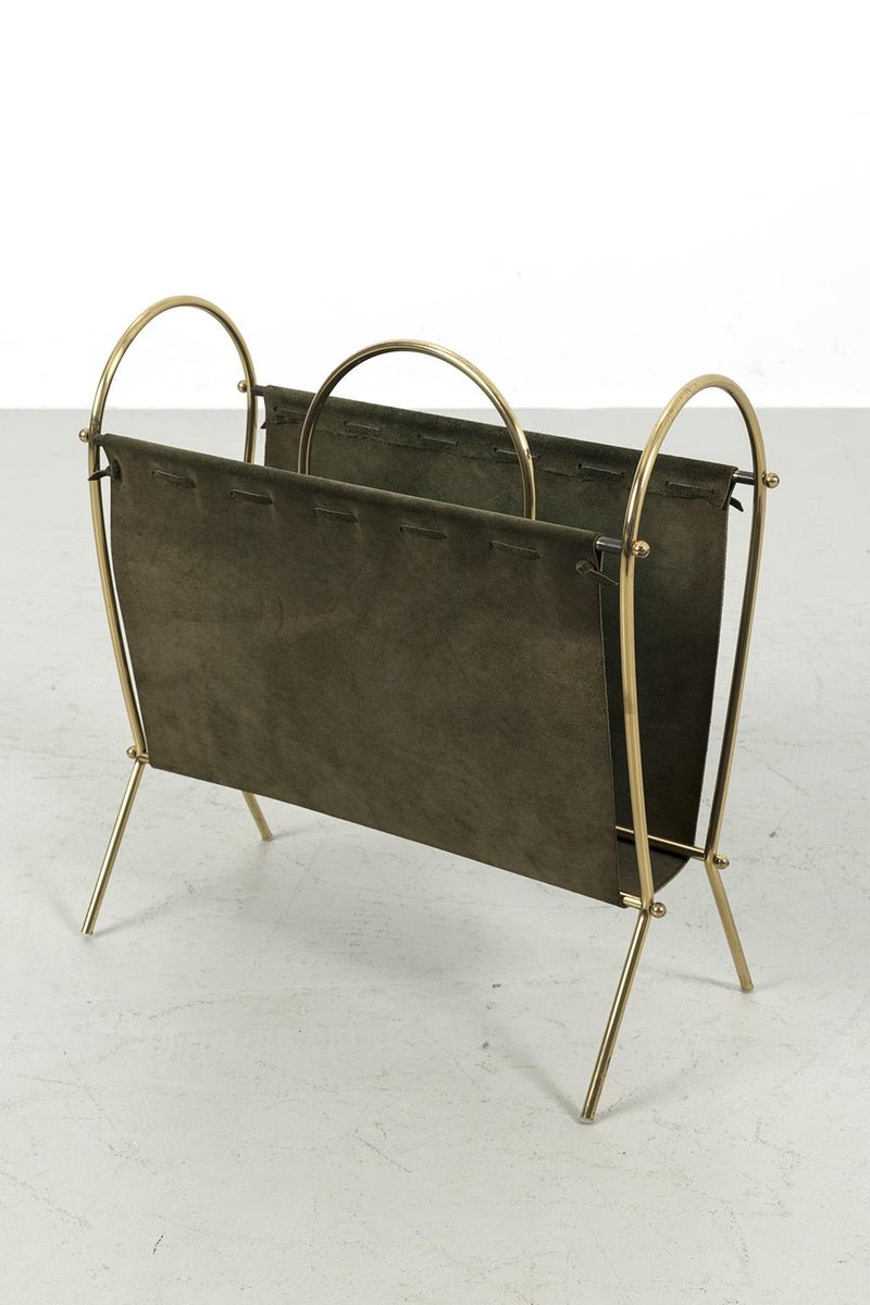 Vintage Magazine Rack in Brass for sale at Pamono