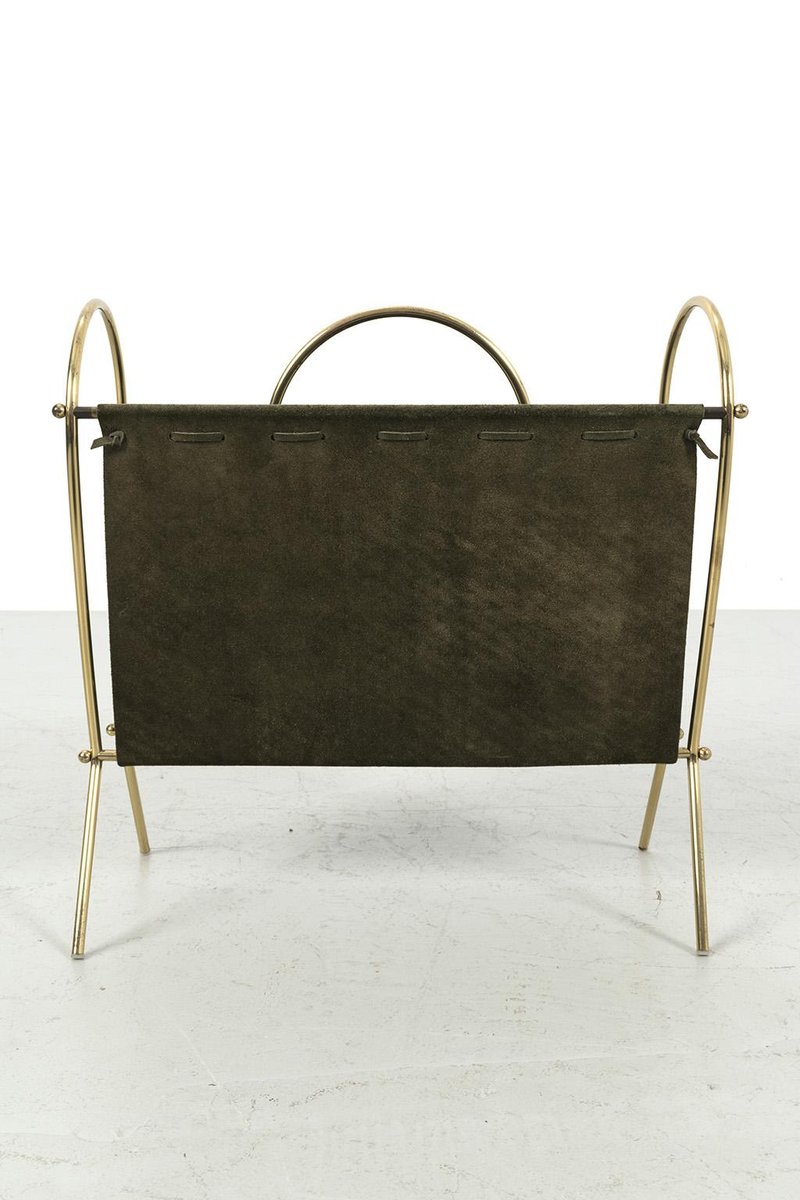 Vintage Magazine Rack in Brass for sale at Pamono