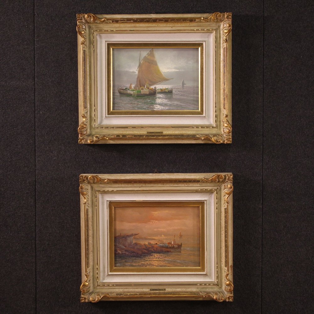 Remo Testa, Fishermen at Dawn, 1950, Oil on Canvas, Framed for sale at ...