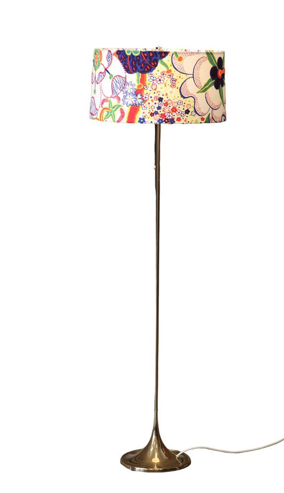 Model G-024 Floor Lamp in Brass with Lampshade from Svenskt Tenn, 1960s ...