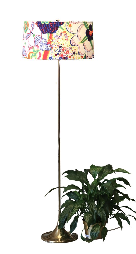 Model G-024 Floor Lamp in Brass with Lampshade from Svenskt Tenn, 1960s ...