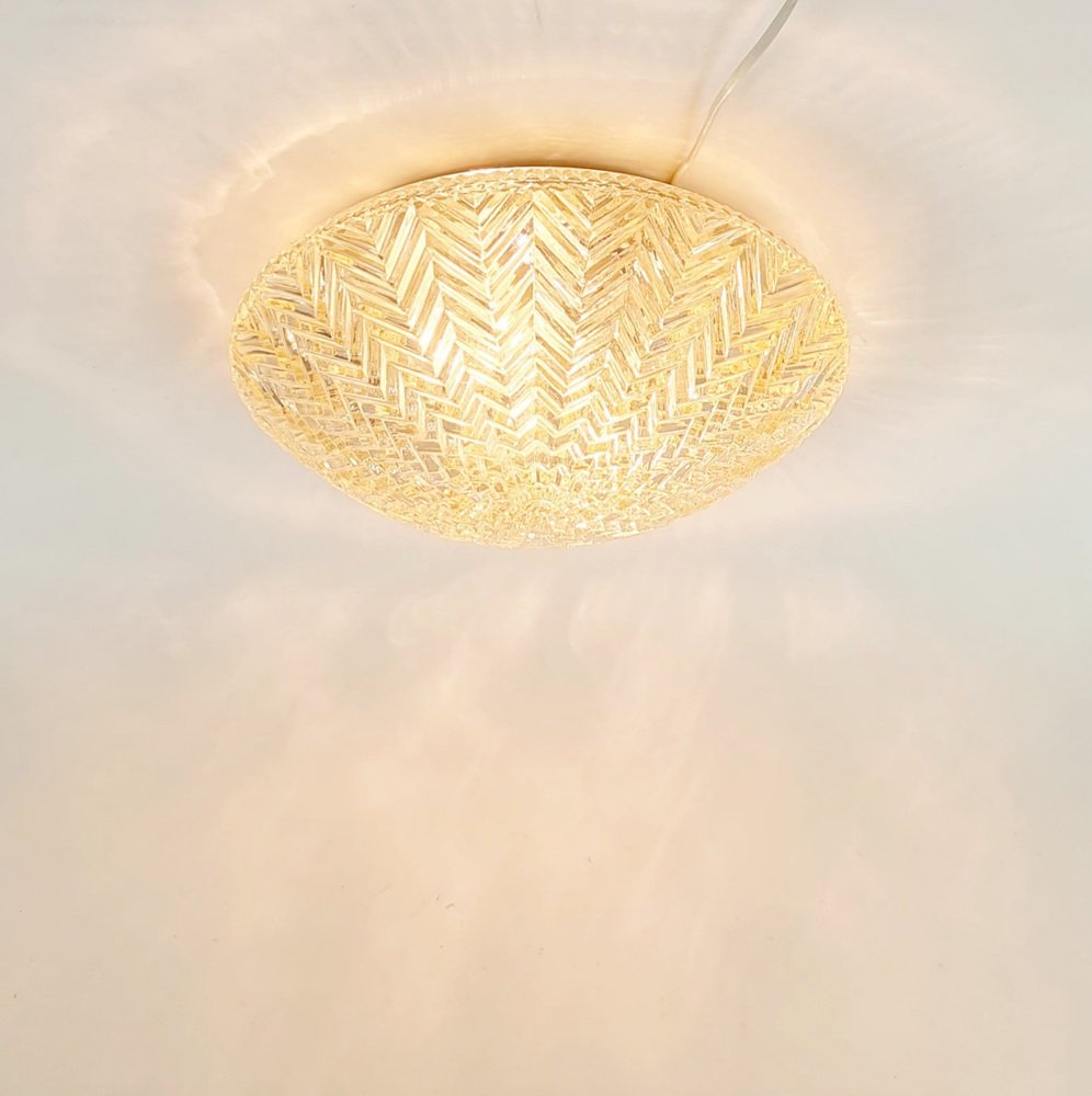 Geometric Amber Glass Ceiling Light from Limburg, Germany, 1970s for ...