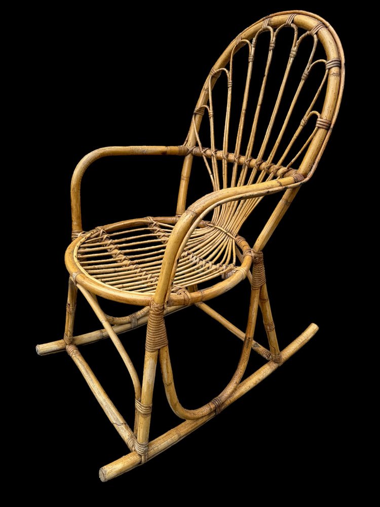 Rattan Rocking Chair, 1950s for sale at Pamono