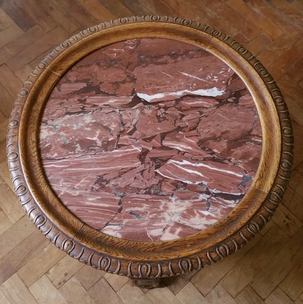 Side Table with Red Marble Top, Late 19th Century for sale at Pamono