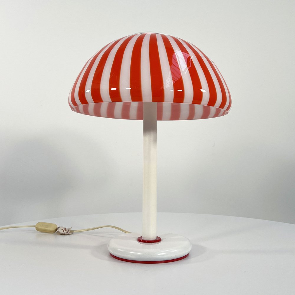 Red Striped Table Lamp in Murano Glass from DV, 1970s for sale at Pamono