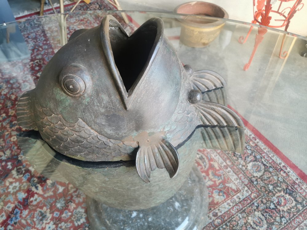 Italian Oval Crystal Center Table with Bronze Base, 2000s for sale at ...