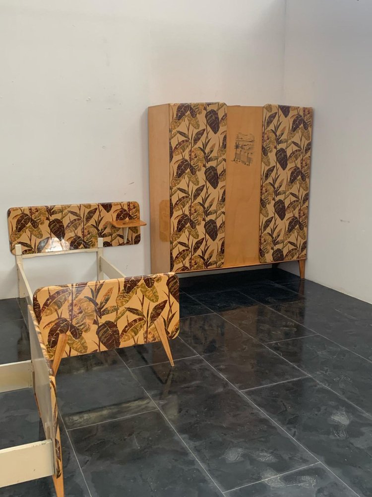 Maple Wardrobe with Leaf and Landscape Decoration, 1950s for sale at Pamono