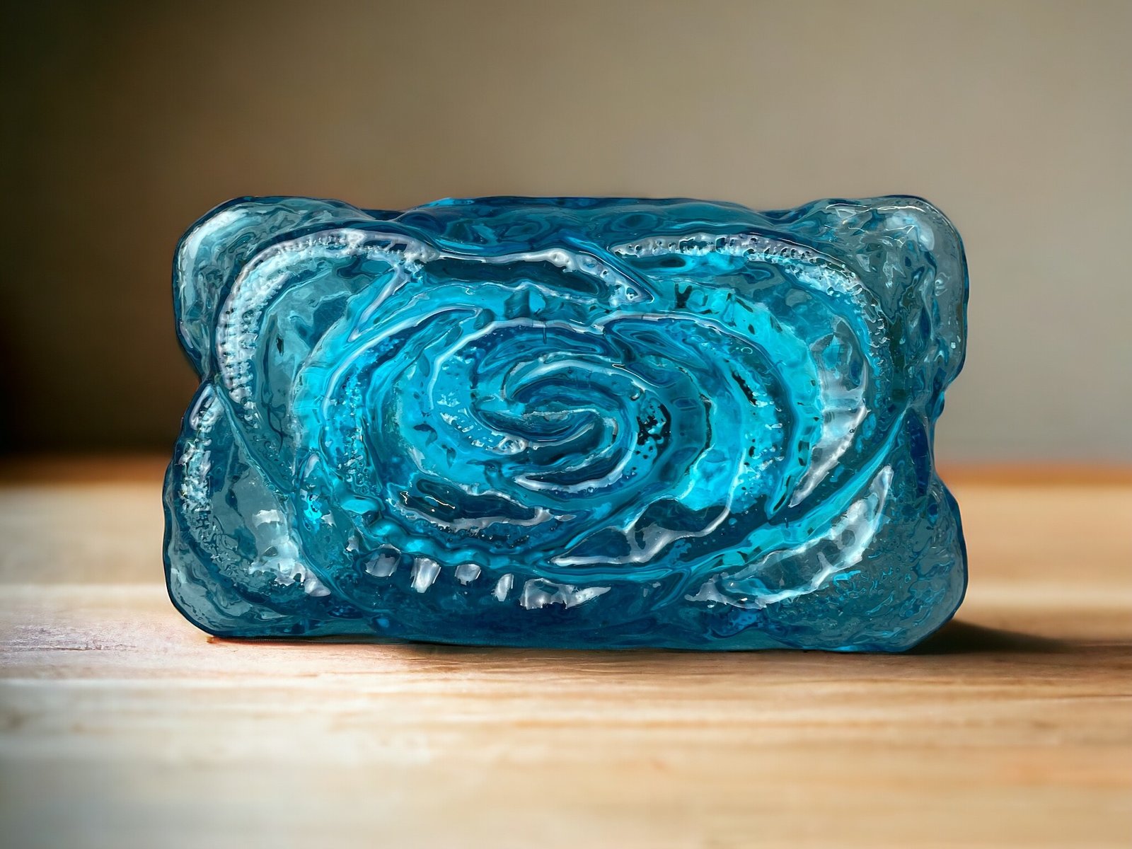 Rectangular Cobalt Blue Glass Low Profile Fush Mount Ceiling, 1960s for ...