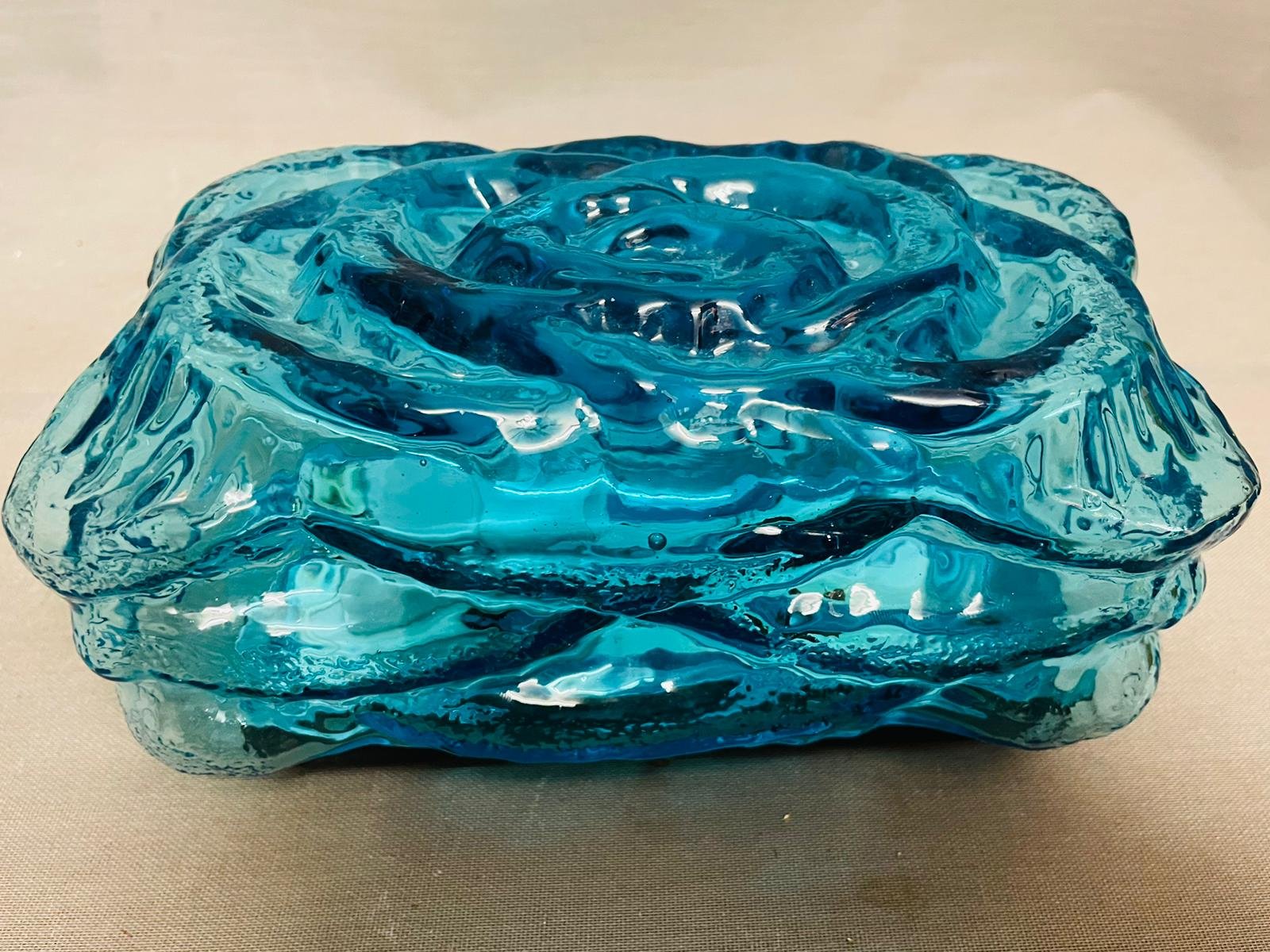 Rectangular Cobalt Blue Glass Low Profile Fush Mount Ceiling, 1960s for ...