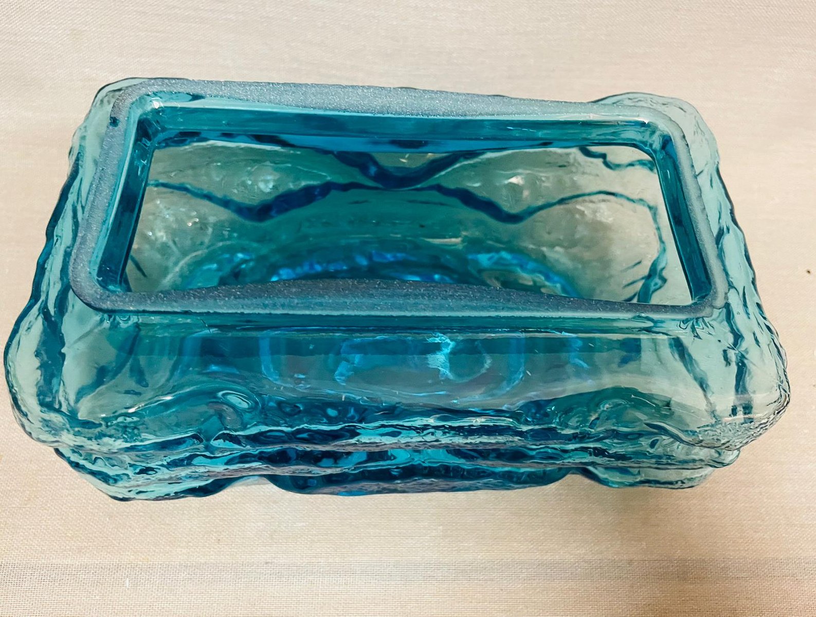 Rectangular Cobalt Blue Glass Low Profile Fush Mount Ceiling, 1960s for ...