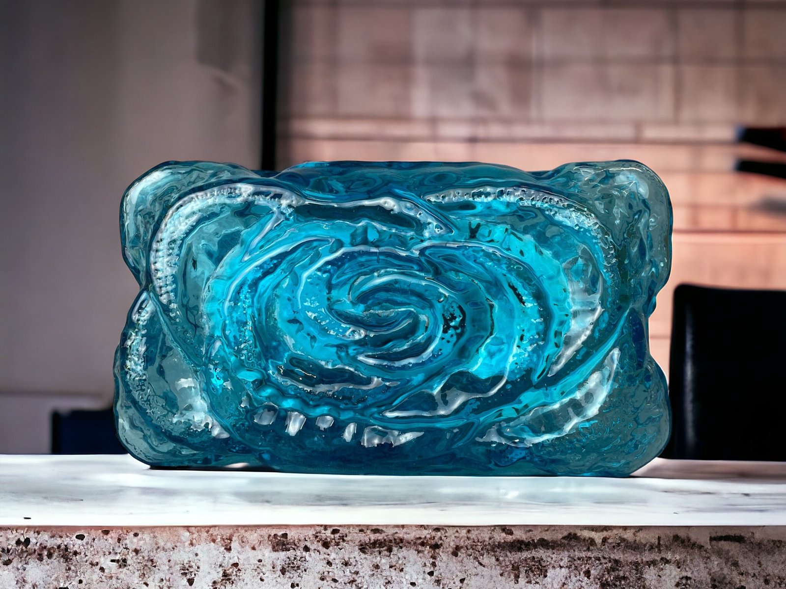 Rectangular Cobalt Blue Glass Low Profile Fush Mount Ceiling, 1960s for ...