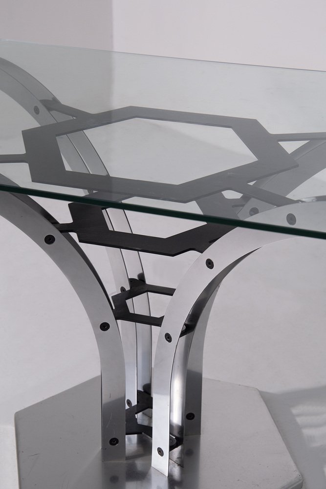 Postmodern Italian Dining Table in Steell and Metal, 1979 for sale at ...