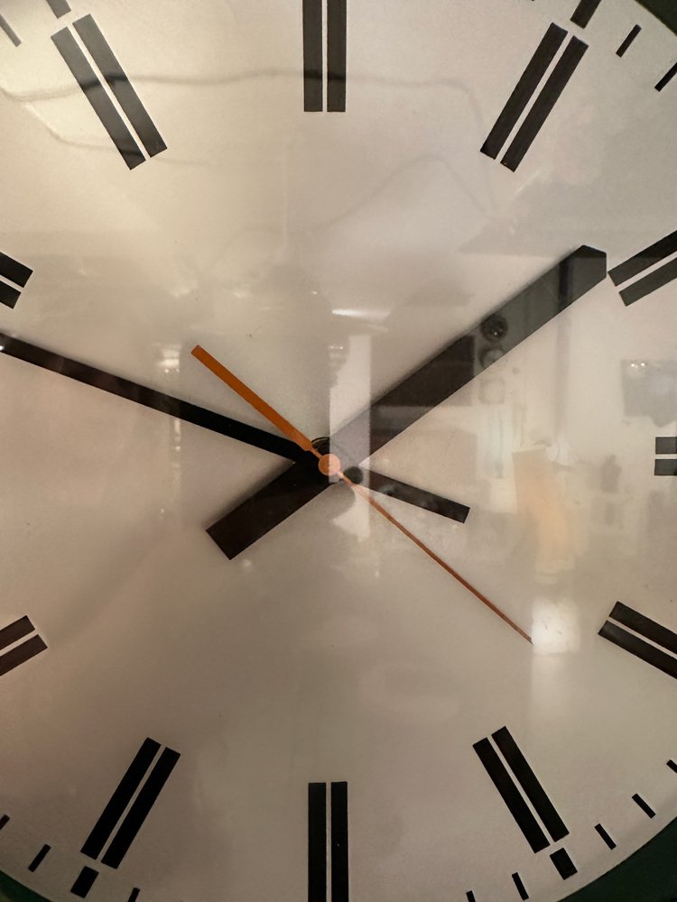 Mid-Century Racing Green and Chrome Factory Clock by Robert Welch for ...