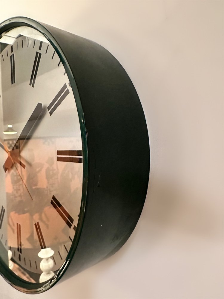 Mid-Century Racing Green and Chrome Factory Clock by Robert Welch for ...