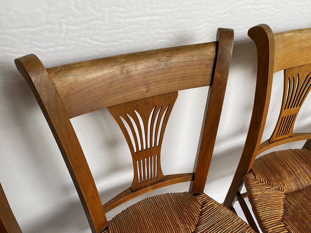 Vintage Rustic Chairs in Wood, 1890s, Set of 4 for sale at Pamono